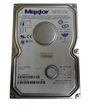 120 GB IDE FESTPLATTE MAXTOR DiamondMax Plus 9 S/N: Y36BAX9E 3,5 " # ...