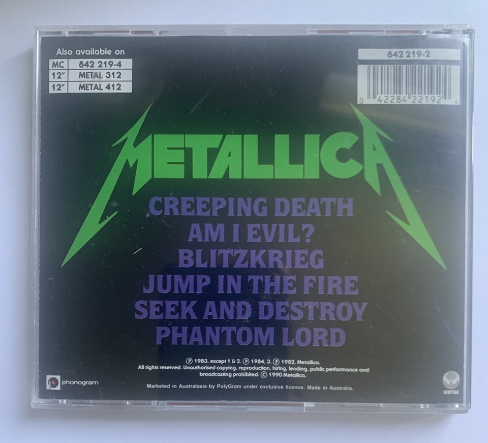 Metallica Creeping Death / Jump In The Fire CD Polygram 6 Tracks RARE ...