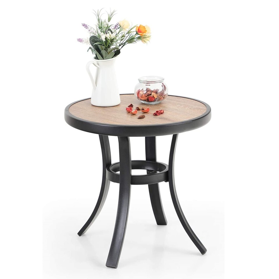 Patio Round Side Table Outdoor & Indoor Small End Table Coffee Bistro ...