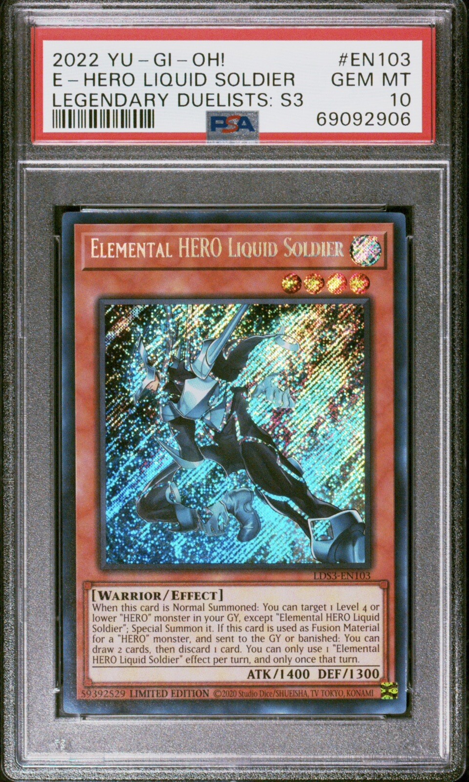 Elemental HERO Liquid Soldier Limited Edition Secret Rare LDS3-EN103 ...