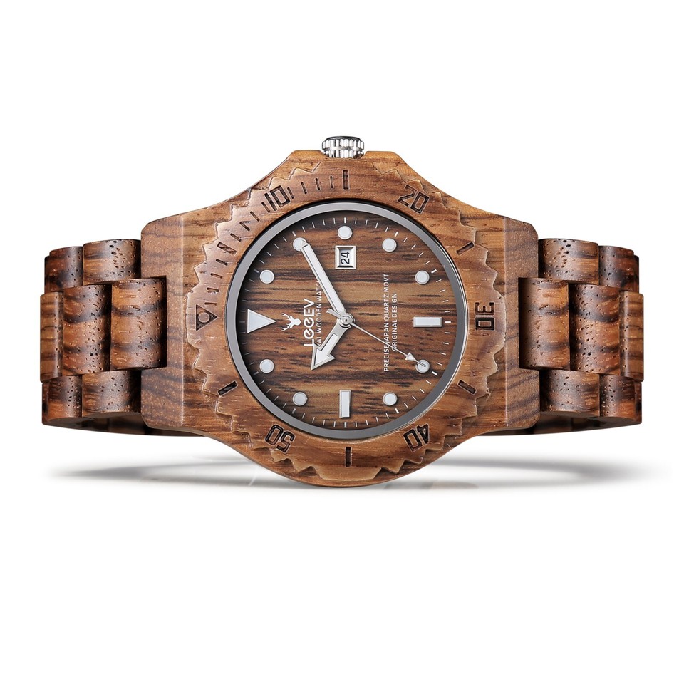 LEEEV Handmade Mens Wooden Watch Zebra Fancy Wood Watch for Men Fathers ...