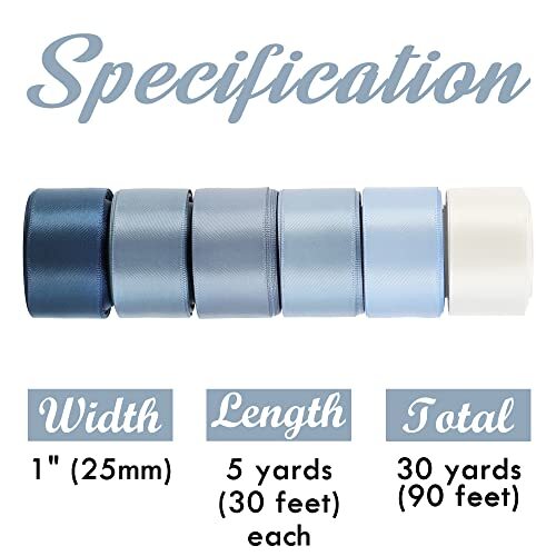 Dusty Blue Ribbon Set Double-Faced Satin Ribbon 1 inch Dusty Blue ...