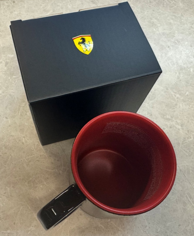 Ferrari Essential Mug in Porcelain black W Logo **OFFICIAL NEW In Box ...