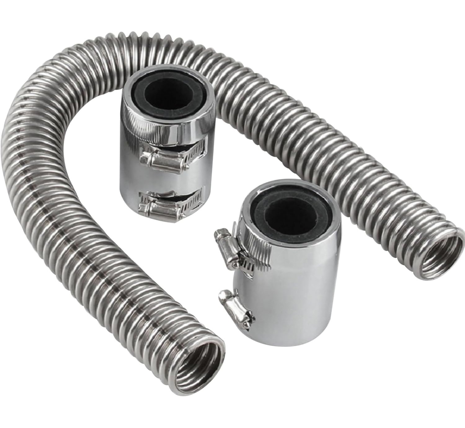 24" Stainless Steel Radiator Flexible Coolant Water Hose w/ Caps Kit ...