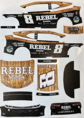 Custom 2025 Kyle Busch #8 Rebel Bourbon 1/64 Scale NASCAR Peel & Stick ...