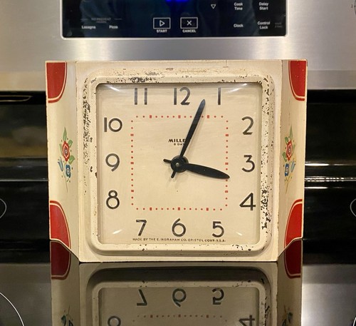 Vintage Miller 8 Day Mechanical Wall Clock Ingraham Company Wind Up ...