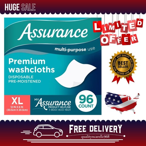 NEW 96 Count Assurance Premium XL Disposable & Washcloths Extra Large ...