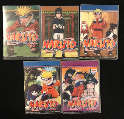 Lot of 5 Naruto DVD Set Parts 1, 2, 3, 5 & 6 Audio Japanese English Sub ...
