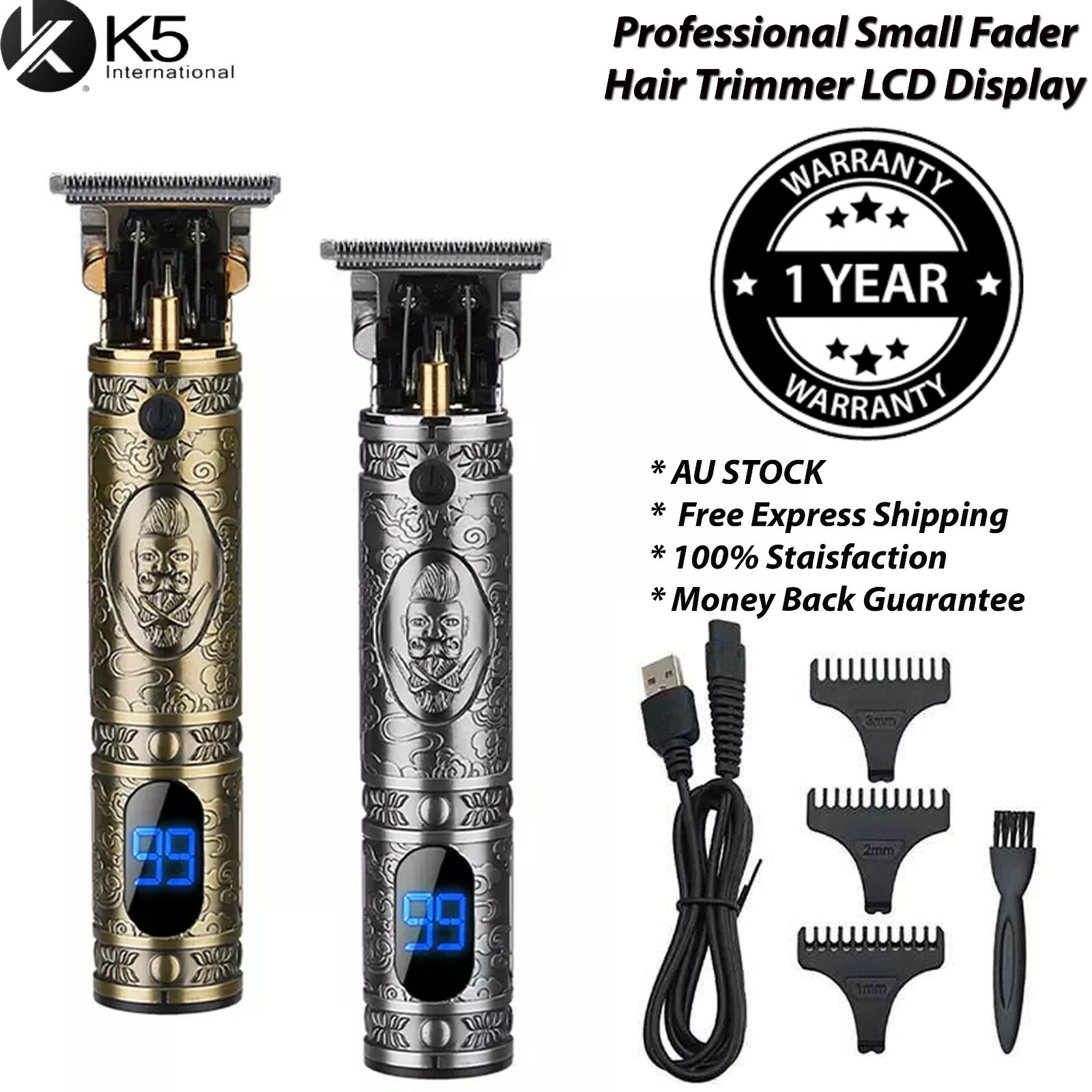 Men USB Electric Barber Hair Clippers Trimmer Beard Shaver Cordless ...