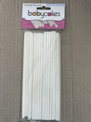 BABYCAKES Cake pop Treat Sticks -50 paper white Lollipop sticks | eBay