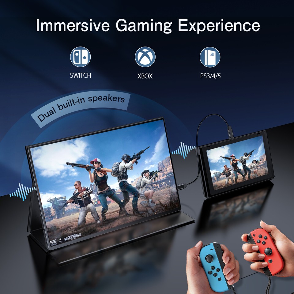 2K 16" Gaming Monitor 2560x1600 Portable Monitor 16:10 USB C Monitor PC ...