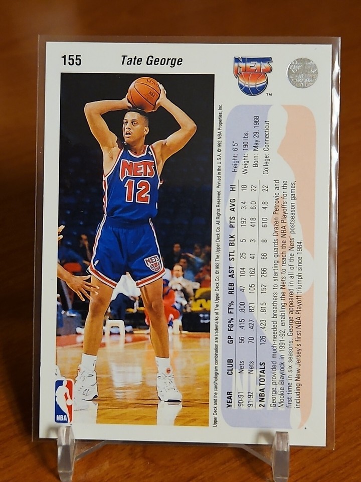 1992-93 Upper Deck Basketball Card Tate George New Jersey Nets #155 | eBay