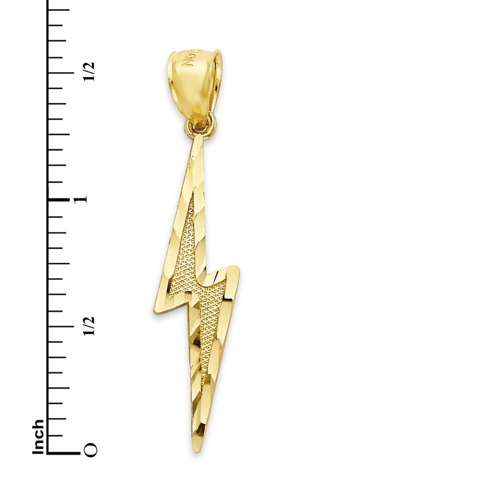 Solid Gold Lightning Pendant in 10 or 14k, Lightning Bolt Necklace | eBay