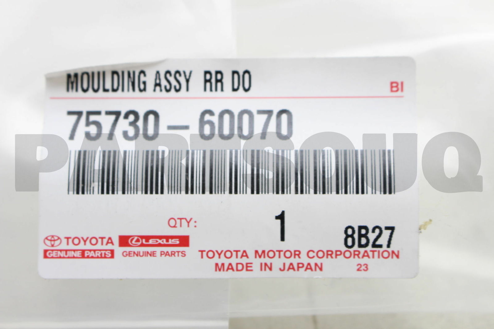 7573060070 Genuine Toyota MOULDING ASSY, REAR DOOR BELT, RH 75730-60070 ...