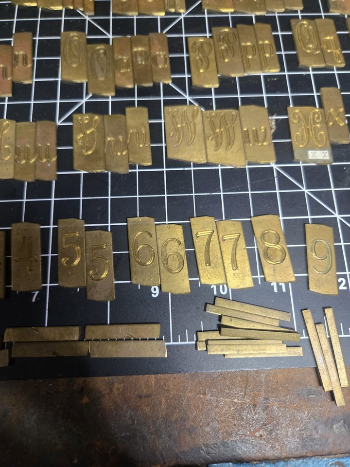 SET 35-339 UPRIGHT SCRIPT BRASS FONT SET NEW HERMES ENGRAVER | eBay