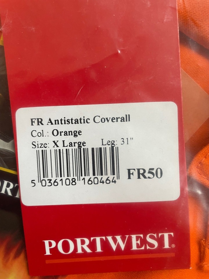 XL Portwest Large Flame Resistant Anti Static BS Coverall overall FR50 ...