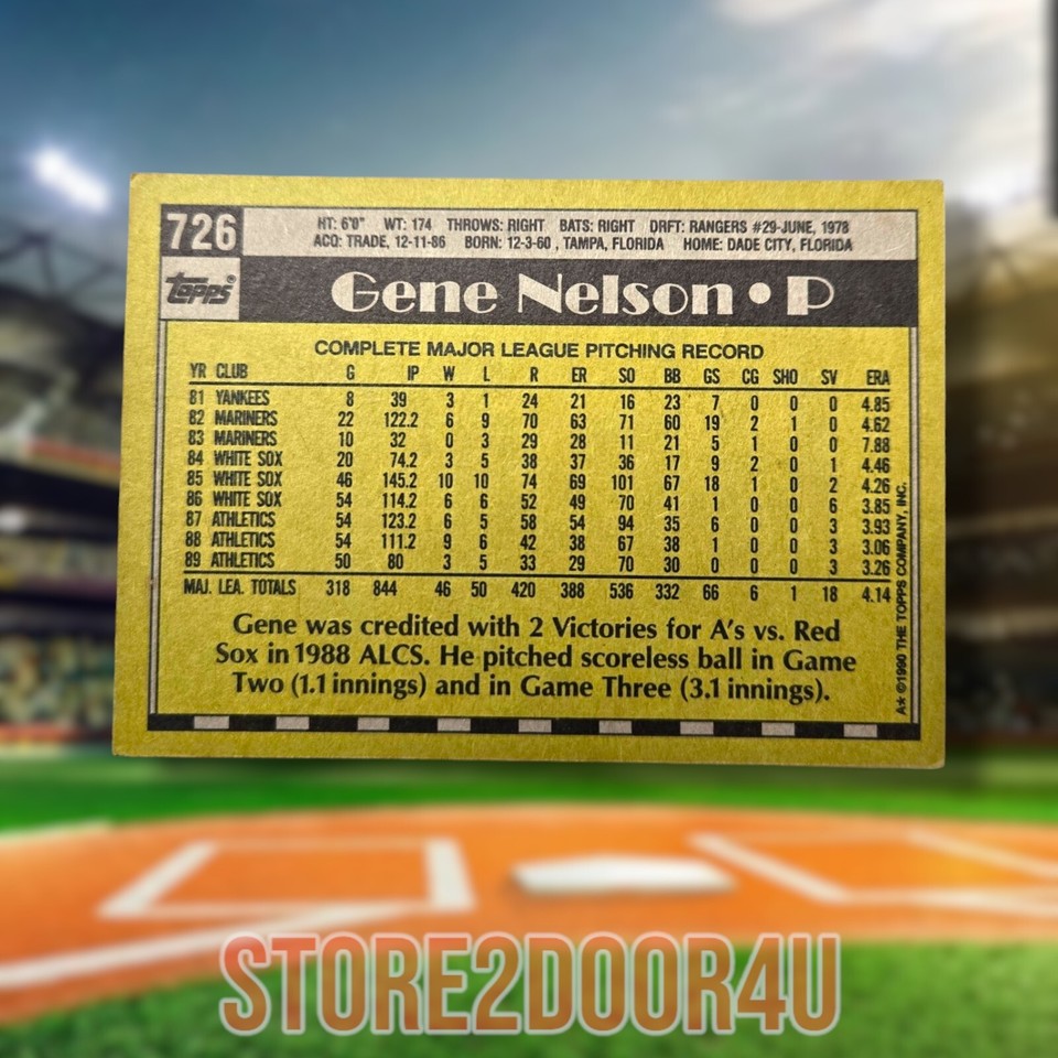 1990 Topps MLB Baseball Card- #726 GENE NELSON | eBay