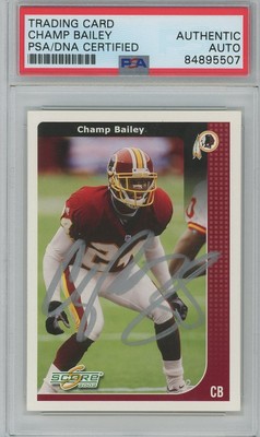 Champ Bailey 2002 Score Redskins HOF PSA/DNA Signed Auto Autograph | eBay