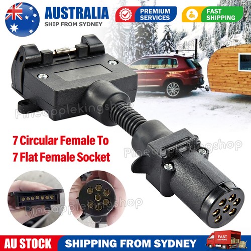 7 Pin Small Round to 7 Pin Flat Trailer Connector Adaptor Plug ARK ...