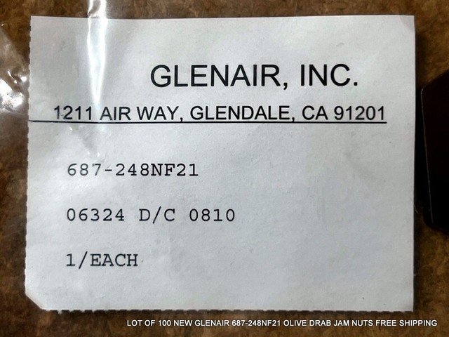 GLENAIR 687-248NF21 OLIVE DRAB JAM NUTS AMPHENOL for sale online | eBay