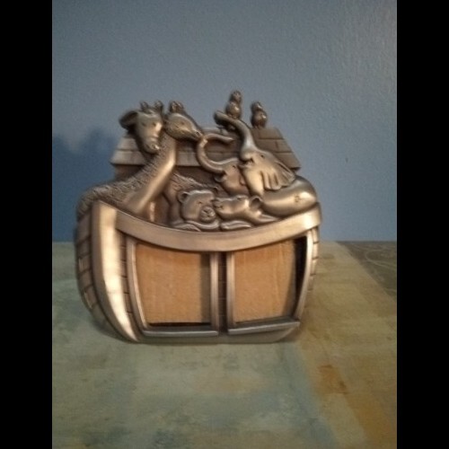 Noah's Ark Pewter Double Picture Photo Frame Baby Gift Nursery | eBay