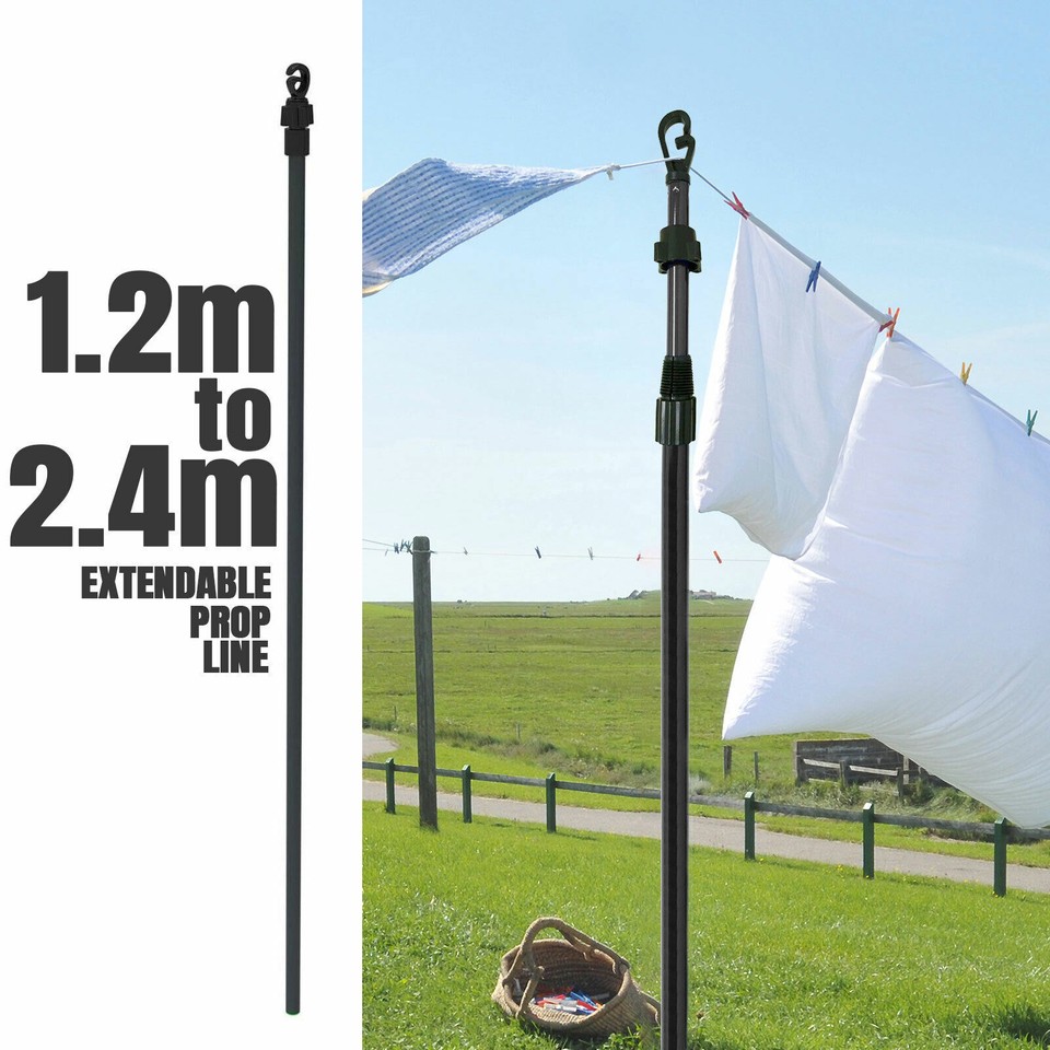 2.6m Heavy Duty Extendable Prop Washing Line Telescopic Metal ...