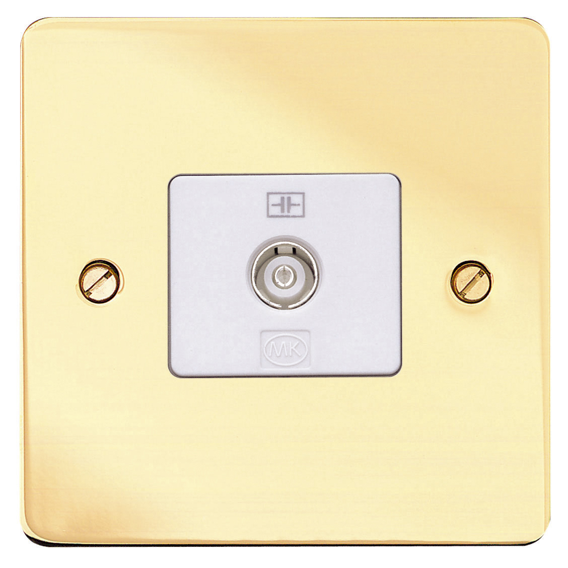 MK Edge Polished Brass Flatplate TV Single Co-axial Aerial socket ...