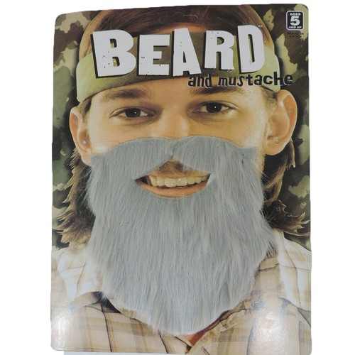 Grey Redneck Fake Fur Beard & Mustache Costume Accessory | eBay
