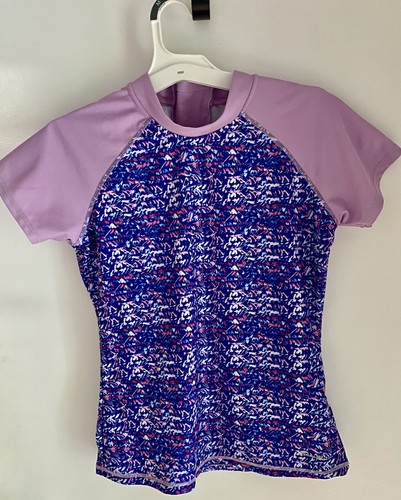 Eddie Bauer Girls Size L (14/16) Short Sleeve Purple Print Swim Shirt ...