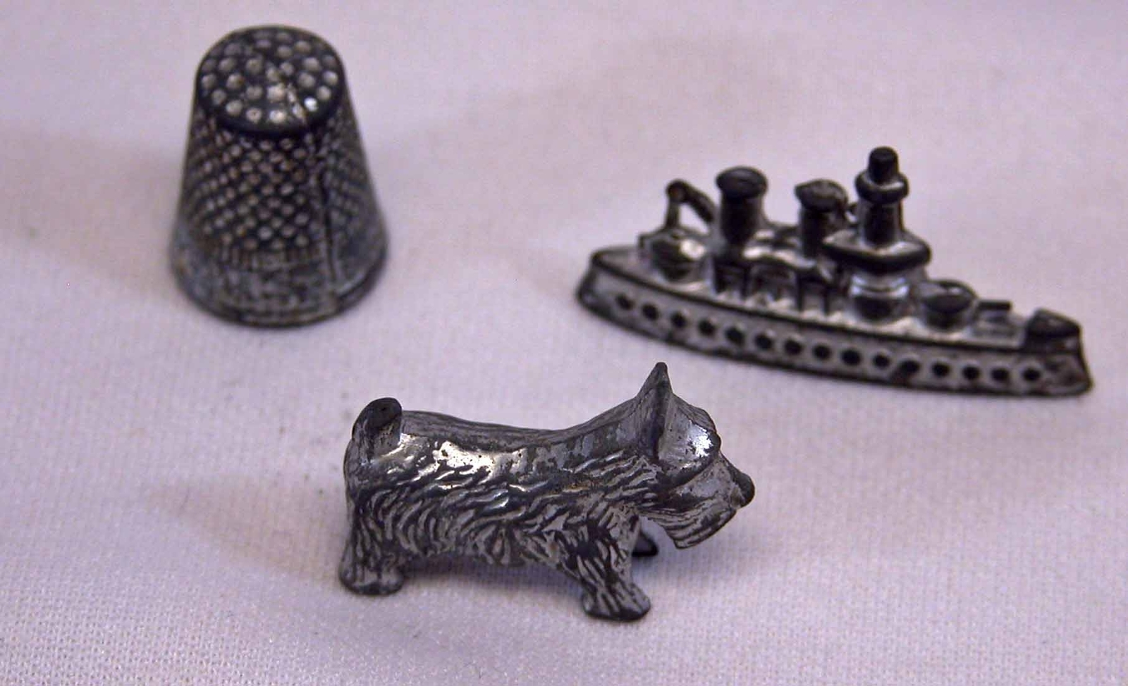 Vintage Monopoly Pewter Game Piece Tokens Battleship Thimble Terrier ...