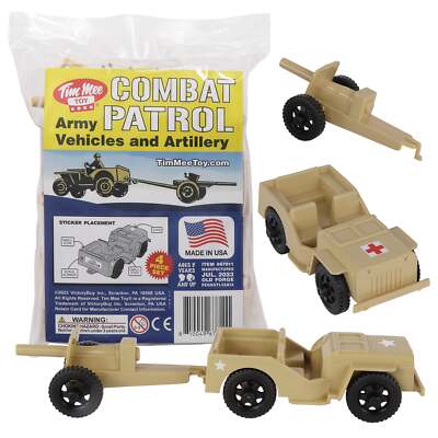 TimMee Processed Plastic TAN Willys Jeep & Artillery Tim Mee Army Men ...
