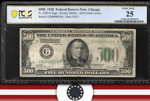 1928 $500 FIVE HUNDRED DOLLAR BILL NEW YORK FRN PCGS 25 Fr 2200-G 99818 ...