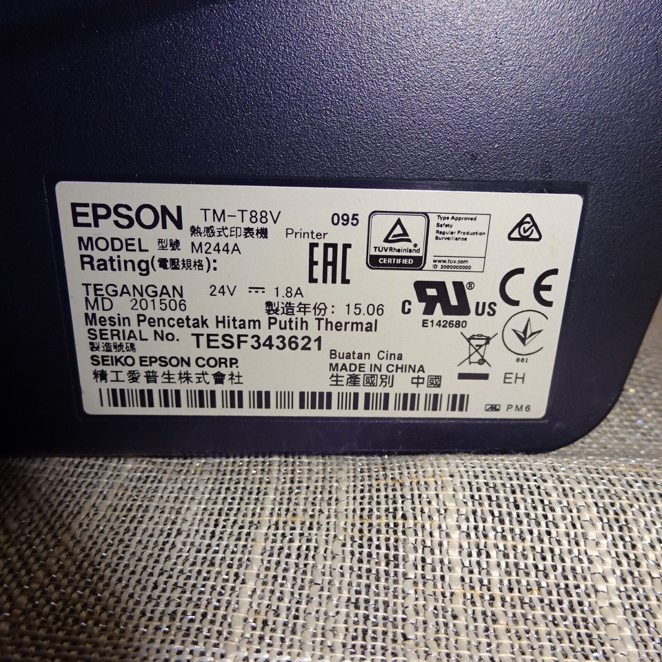 Epson Thermal Receipt Printer TESTED POS TM-T88V Model M244A USB Unit ...