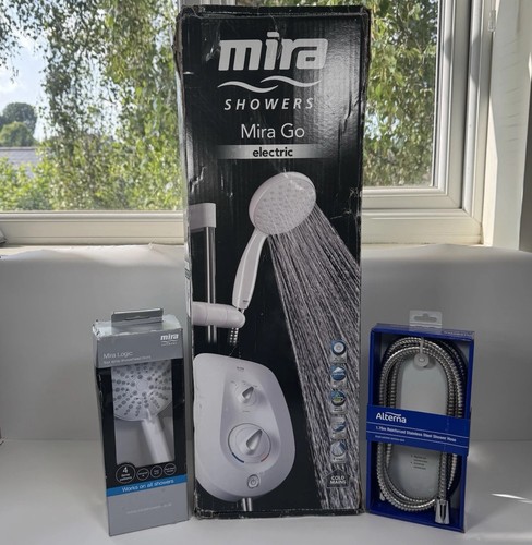 Mira Go White 9.5kW Electric Shower + Mira Logic Shower Head Alterna 1 ...