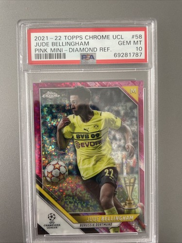 2021-22 Jude Bellingham Pink Mini Diamonds /175 #58 PSA 10 Topps Chrome ...
