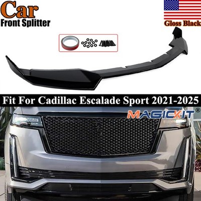 Front Bumper Chin Lip Splitter Glossy Black Fits Cadillac Escalade V ...