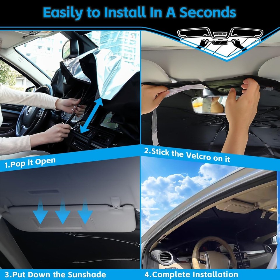 Windshield Sun Shade Umbrella for kia Optima 2013-2015, Foldable UV ...
