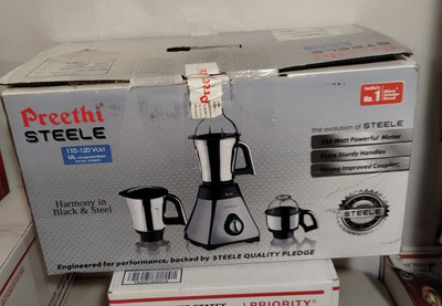 PREETHI STEELE 3 JAR MIXER GRINDER 550 WATT POWERFUL MOTOR B12 | eBay