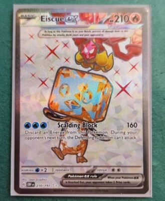 Eiscue EX 210/197 Obsidian Flames Full Art Holo Rare Pokemon Card TCG ...