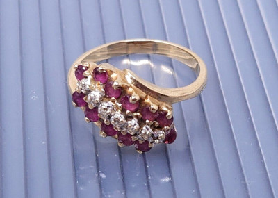 Vtg THL Samuel Aaron 10KP Plumb Gold Ruby Diamond Tested Ring size 8 | eBay