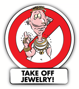 Take Off Jewelry Funny Cartoon Ban Stop Sign Car Bumper Sticker Decal 5 ...