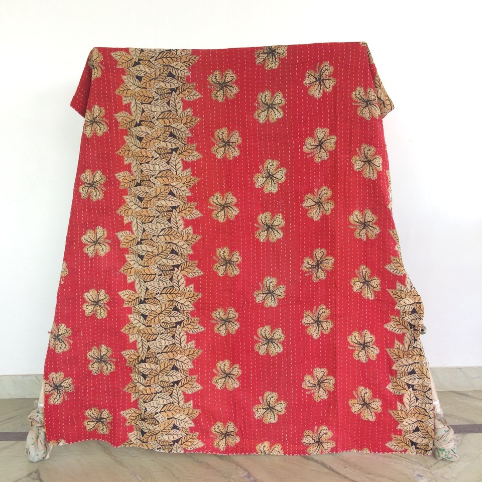 Vintage Kantha Throw Quilt Handmade Indian Ralli Gudri Blanket ...