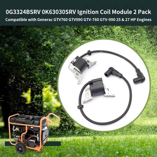 Ignition Coil Kit For Generac GTV760 GTV990 GTV-760 GTV-990 25HP 27HP ...