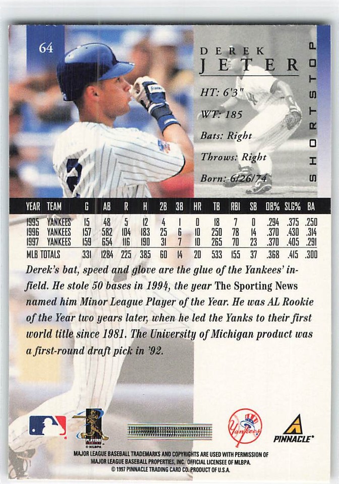 Derek Jeter Baseball Cards - RC's, Base Cards, Inserts, etc. - You Pick ...