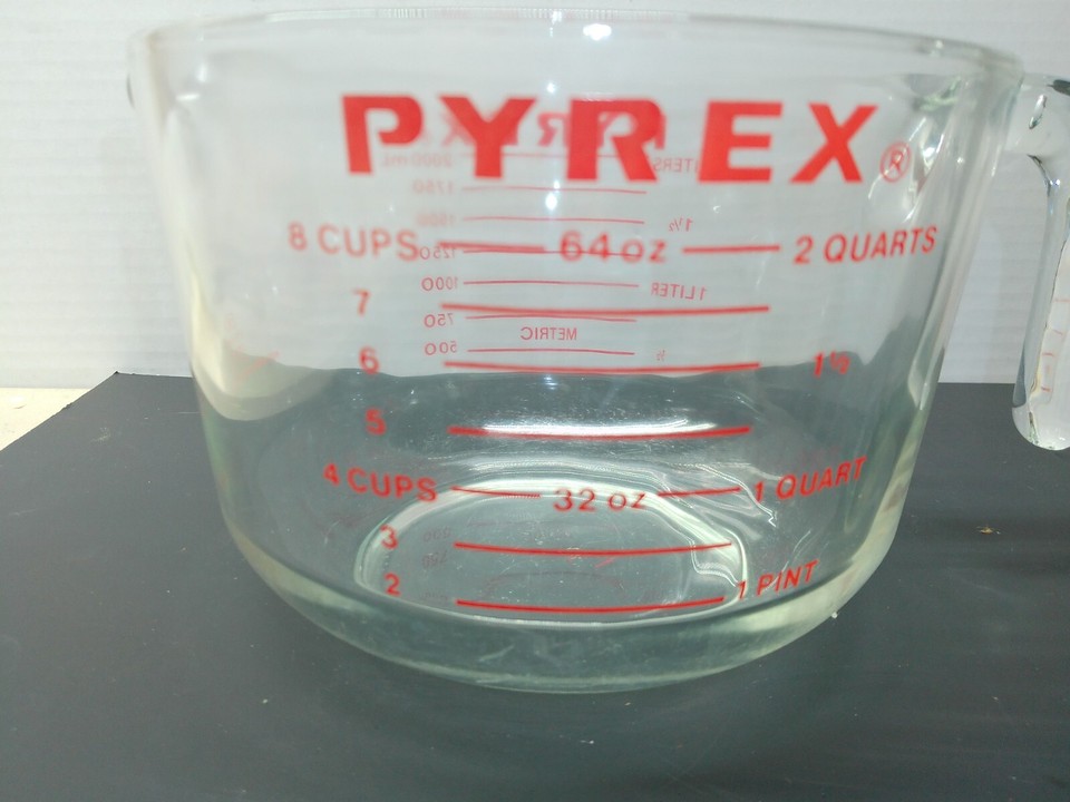 Pyrex 8-Cup Clear Glass Measuring Cup 64 Oz Corning 564 Red Lettering ...