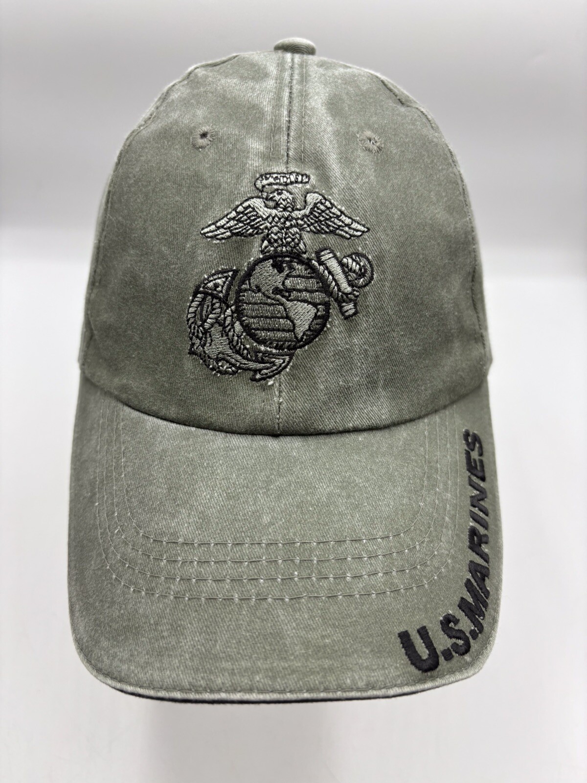USMC Parris Island Hat Eagle Globe & Anchor Green Adj… - Gem