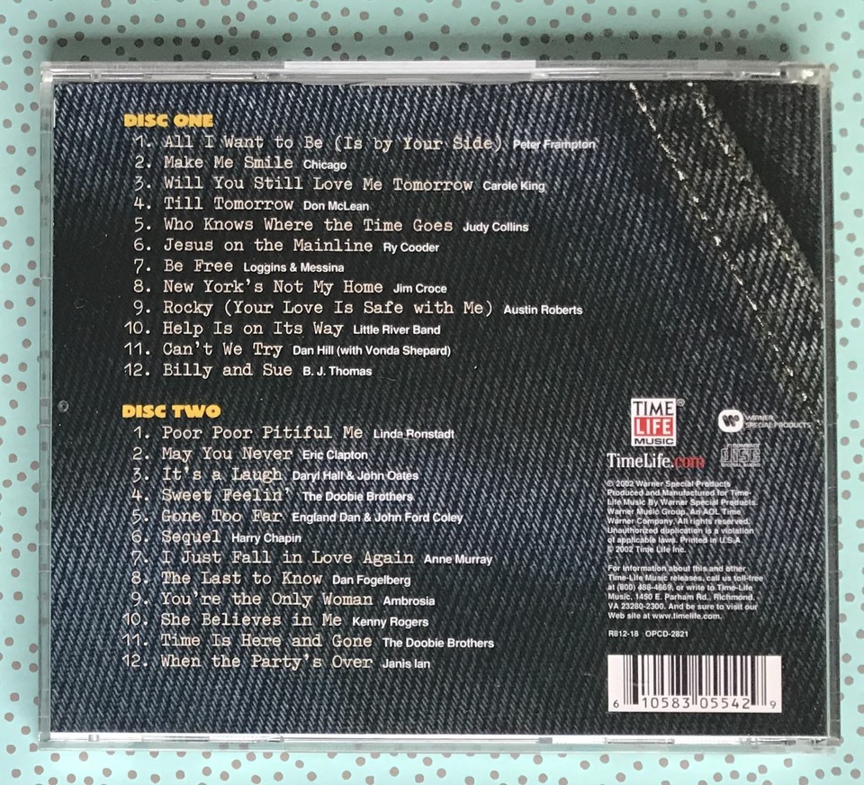 Time Life SINGERS AND SONGWRITERS HARD TO FIND HITS 2 disc cd 2002 NEAR ...