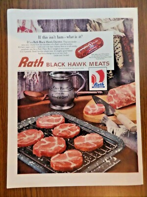 1957 Rath Black Hawk Meats Ad Daintee Ham | eBay