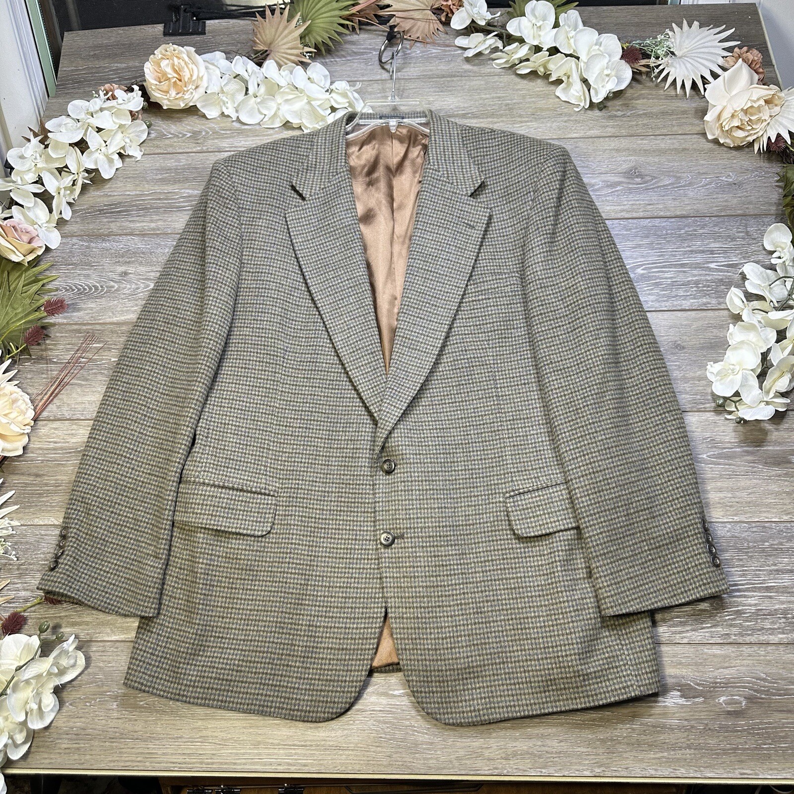Vintage Robert Stock Blazer Jacket Mens 48 Long Wool Sport Coat Brown Beige Gray | eBay