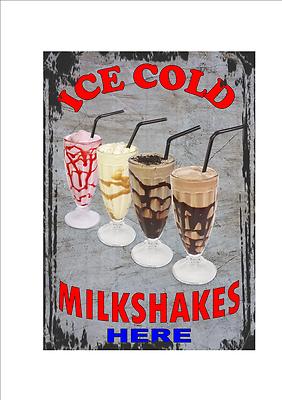 Retro Style Milk Shake Advertising Sign door sign, Wall Hanger Sign ...